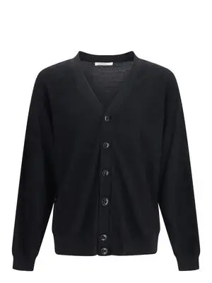 LEMAIRE Merino Wool Blend V-neck Cardigan - Black