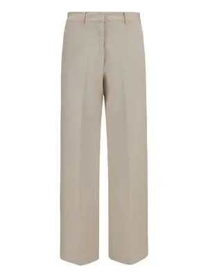 FORTE_FORTE Wide-leg Cotton Chino Trousers - Beige