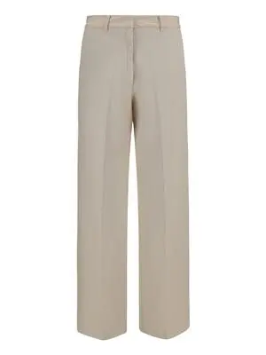 FORTE_FORTE FORTE FORTE Wide-Leg Cotton Chino Trousers Beige