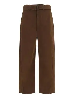 LEMAIRE Heavy Dyed Twill Belted Pants - Brown