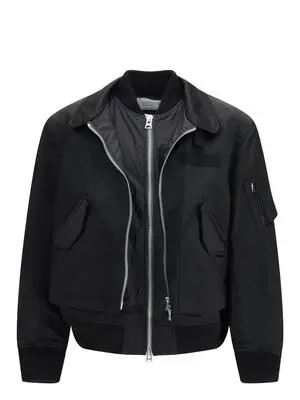 Sacai Cotton Chino And Nylon Twill Double Jacket - Black