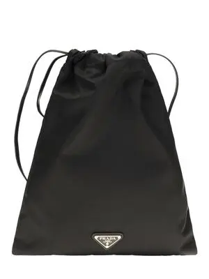 Prada Re-nylon Clutch With Drawstring Closure - Black