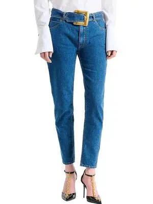 Balmain Belted Denim Jeans - Blue