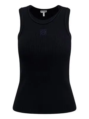 Loewe Anagram Ribbed Viscose Tank Top - Black