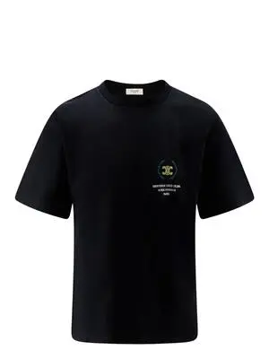 Celine Cotton T-shirt With Iconic Embroidery - Multicolor