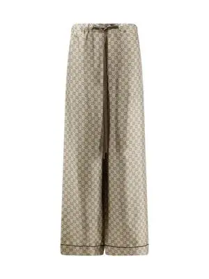 Gucci Silk Trousers With All-over Gg Motif - Multicolor