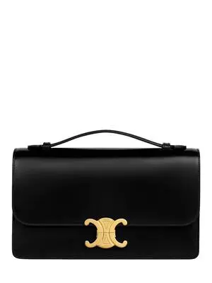 Celine Triomphe Leather Crossbody Bag - Black