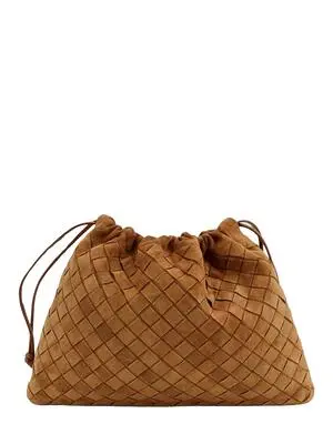 Bottega Veneta BOTTEGA VENETA Medium Suede Dustbag With Intrecciato Effect Multicolor