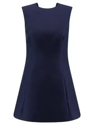 Balenciaga A-line Merino Wool And Silk Blend Short Dress - Blue