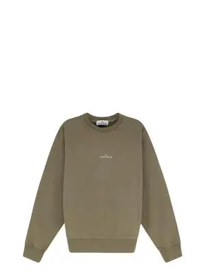 Stone Island Organic Cotton Crewneck Sweatshirt With Logo Print - Multicolor