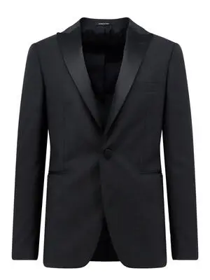 Tagliatore Tuxedo Virgin Wool Blazer - Multicolor