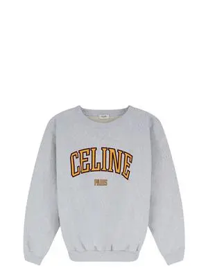 Celine Loose Fit Cotton Sweatshirt With Logo Print - Multicolor