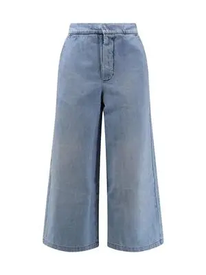 Loewe Wide-leg Cotton Trousers With Embroidered Anagram - Multicolor