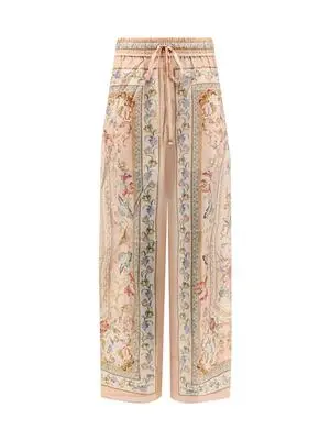 Zimmermann Roselight Silk Tapestry Floral Print Wide Leg Trousers - Multicolor