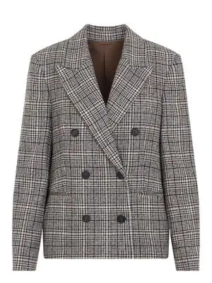 Brunello Cucinelli Checked Double-breasted Jacket - Brown