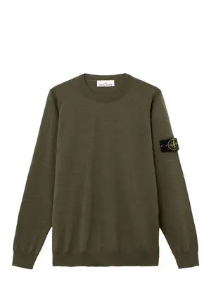 Stone Island Wool Sweater With Logo Patch - Multicolor