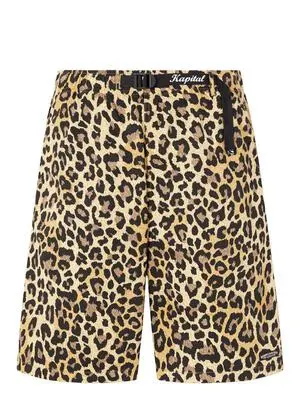 Kapital Wide-leg Belted Leopard-print Cotton-twill Shorts - Brown