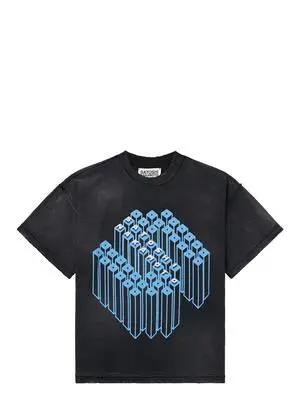 SATOSHI NAKAMOTO Grid Lock Logo-print Cotton-jersey T-shirt - Black