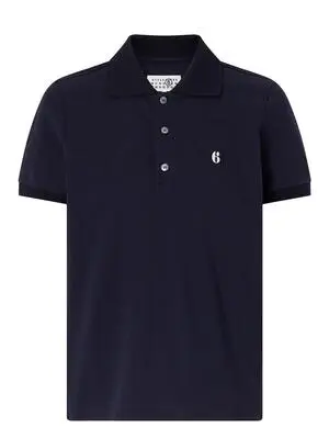 MAISON MARGIELA Cotton-piqué Polo Shirt With Logo Embroidery - Blue