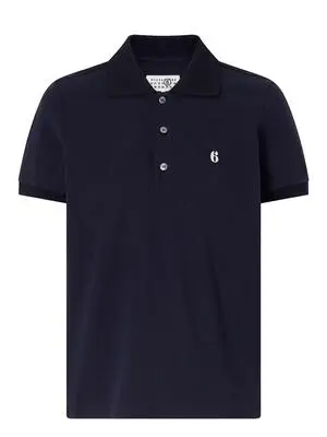 MAISON MARGIELA Cotton-piqué Polo Shirt With Logo Embroidery - Navy