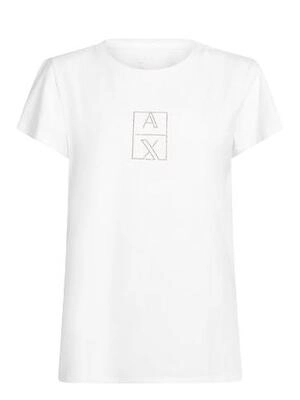 Armani Exchange Cotton Elastane T-shirt With Appliqués - White