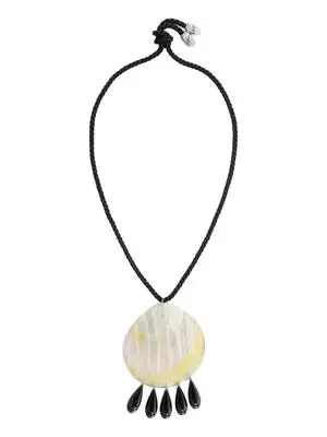 JULIETTA Rhodium-plated, Shell, Resin And Cord Necklace - Black