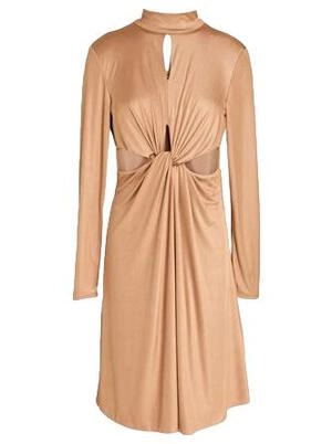 Dixie Bronze Polyester Elastane Cutout Mock Neck Mini Dress - Yellow