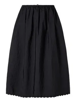 Cecilie Bahnsen Cbfiella' Embroidered Scalloped Taffeta Midi Skirt - Black