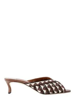 Manolo Blahnik Trofesamu Woven Leather Mules - Brown