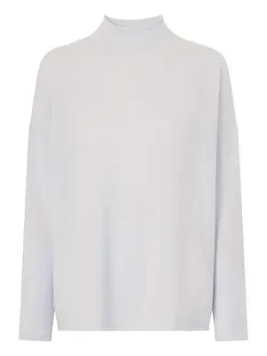 ALLUDE Cashmere Mock Neck Sweater - Blue