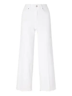 FRAME Le Slim Palazzo Frayed High-rise Wide-leg Jeans - White