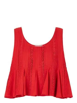 Sea Pippa Embroidered Cotton Tank - Red