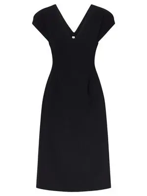 JIL SANDER Sleeveless Wool Midi Dress - Black