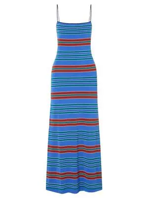 Faithfull The Brand Lucy Striped Cotton-blend Maxi Dress - Blue