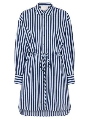 Carolina Herrera Striped Cotton-blend Poplin Mini Shirt Dress - Blue