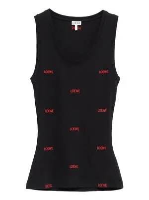 Loewe Logo Cotton Tank Top - Black