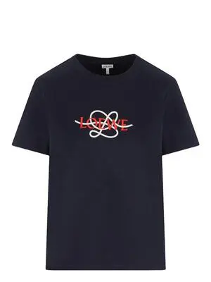 Loewe Logo Cotton T-shirt - Blue