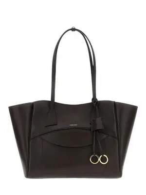 HIDESINS Leather Shopper Bag With Gold Tone Hardware - Brown