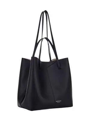 Emporio Armani Medium Leather Tote Bag - Black