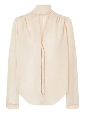 Maria Mcmanus Maria McManus Scarf-Detailed Satin Blouse Cream