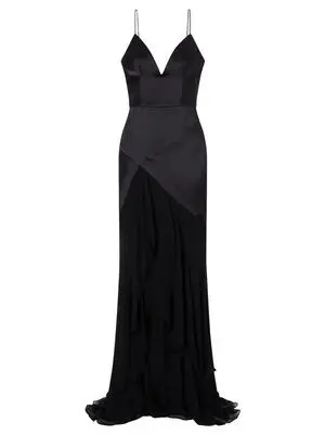 ALEX PERRY Alex Perry Paneled Silk-Satin And Georgette Gown