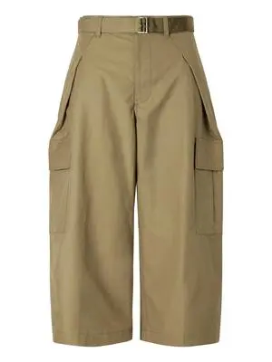 Sacai Cotton Wide-leg Cargo Pants - Beige