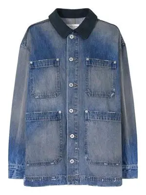 SLVRLAKE Worker Corduroy-trimmed Denim Jacket - Mid Denim