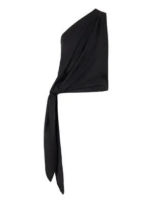 ABADIA Ayla One-shoulder Wool-blend Blouse - Black