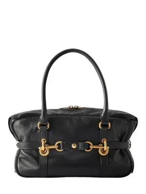 Burberry Embellished Leather Shoulder Bag - Black