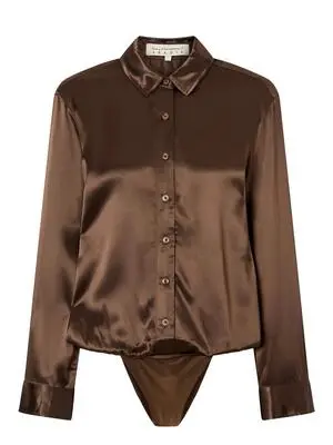 ABADIA Satin Bodysuit - Brown