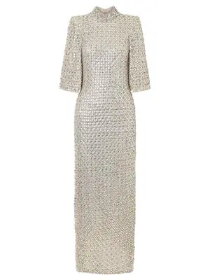 Jenny Packham Sedona Crystal-embellished Sequined Tulle Gown - Silver