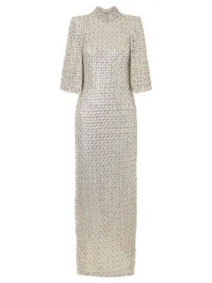 Jenny Packham Sedona Crystal-embellished Sequined Tulle Gown - Silver