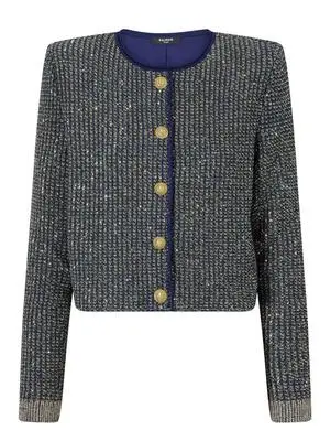 Balmain Metallic-trimmed Tweed Cardigan - Multi