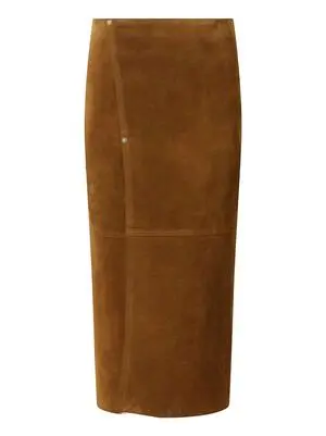 Studio Nicholson Melete Suede Midi Skirt - Mustard